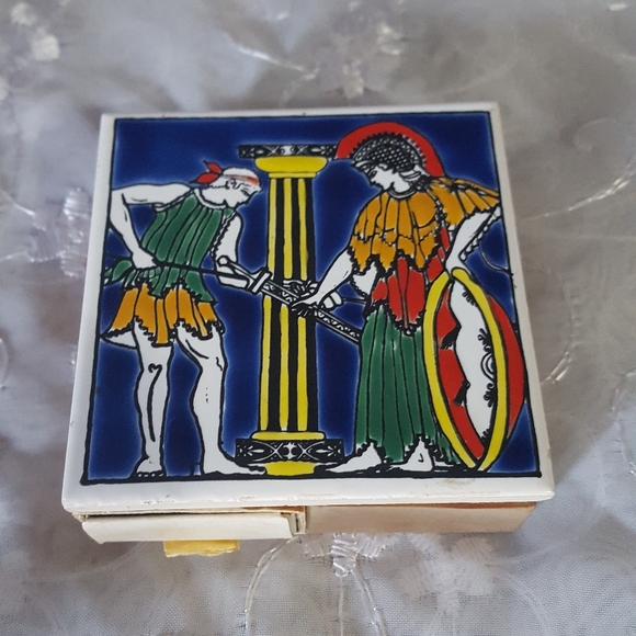 Accents | Vintage Greek Ceramic Tile Double Matchbox Coaster | Poshmark